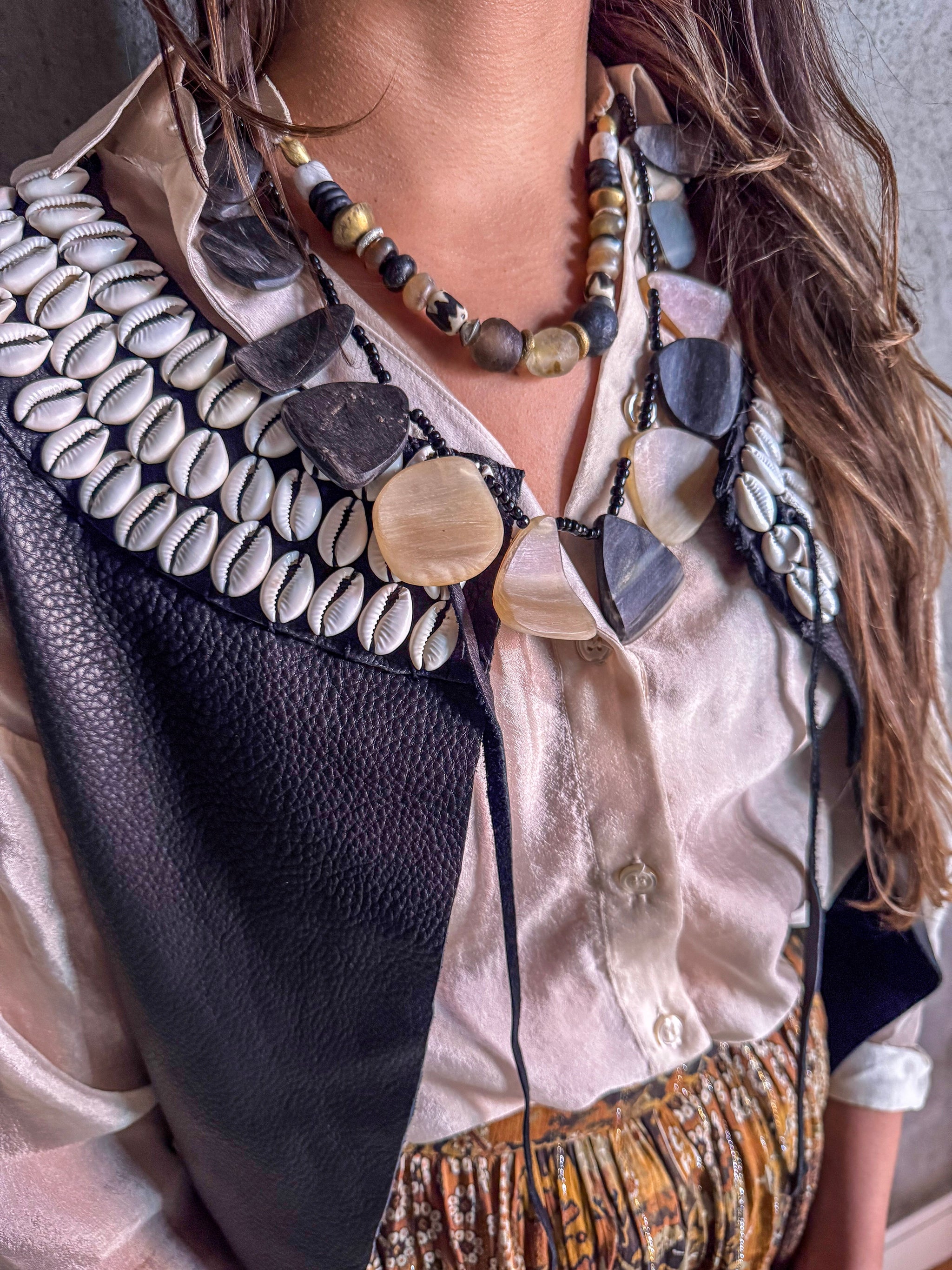 Layered Horn Necklace | Slate